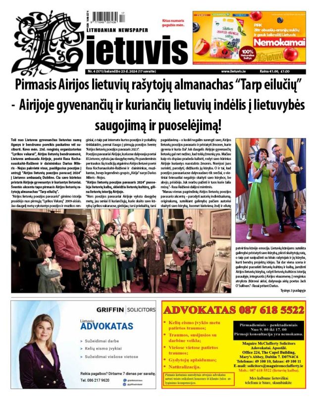 ANONSAS: Laikraštis „Lietuvis“, Nr. 4 (571)